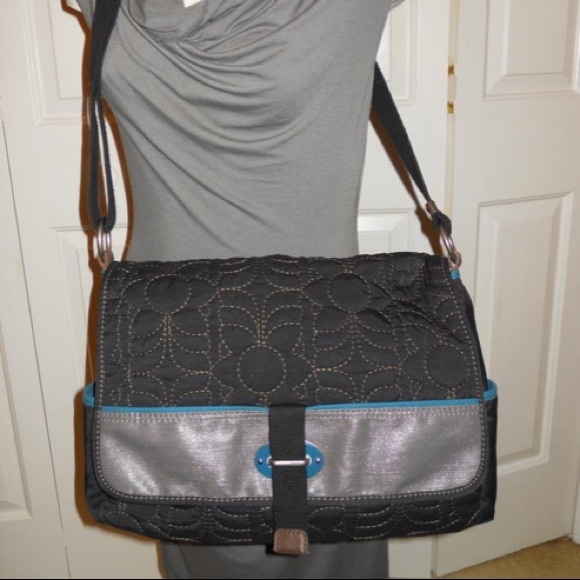 Fossil | Bags | Nwot Key Per Black And Silver Messenger Bag | Poshmark
